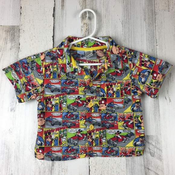 Disney | Shirts & Tops | Disney Mickey Mouse Comic Strip Button Down ...